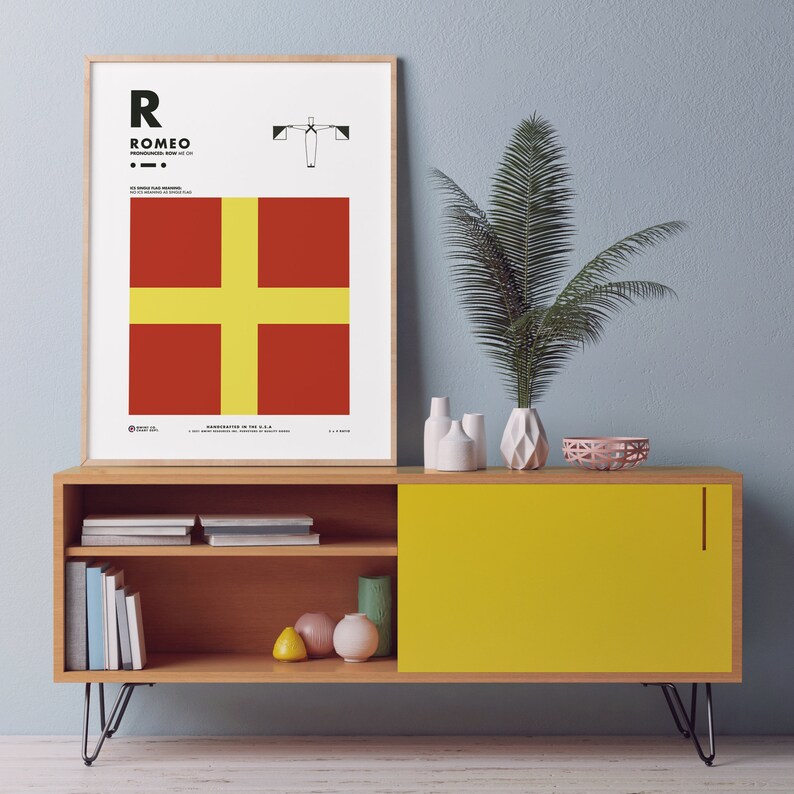Signal Flag R Wall Art Printable Romeo R Phonetic Alphabet Morse Code ...
