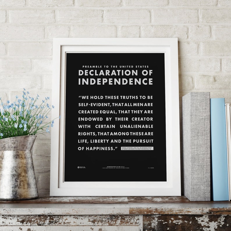 Preamble to the Declaration of Independence Wall Art Printable | US ...