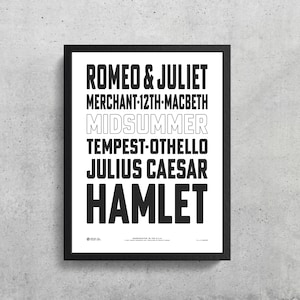 Shakespeares Plays Wall Art Printable | Macbeth | Romeo and Juliet ...