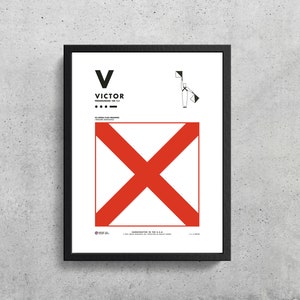 Signal Flag V Wall Art Printable | Victor | V | Phonetic Alphabet ...