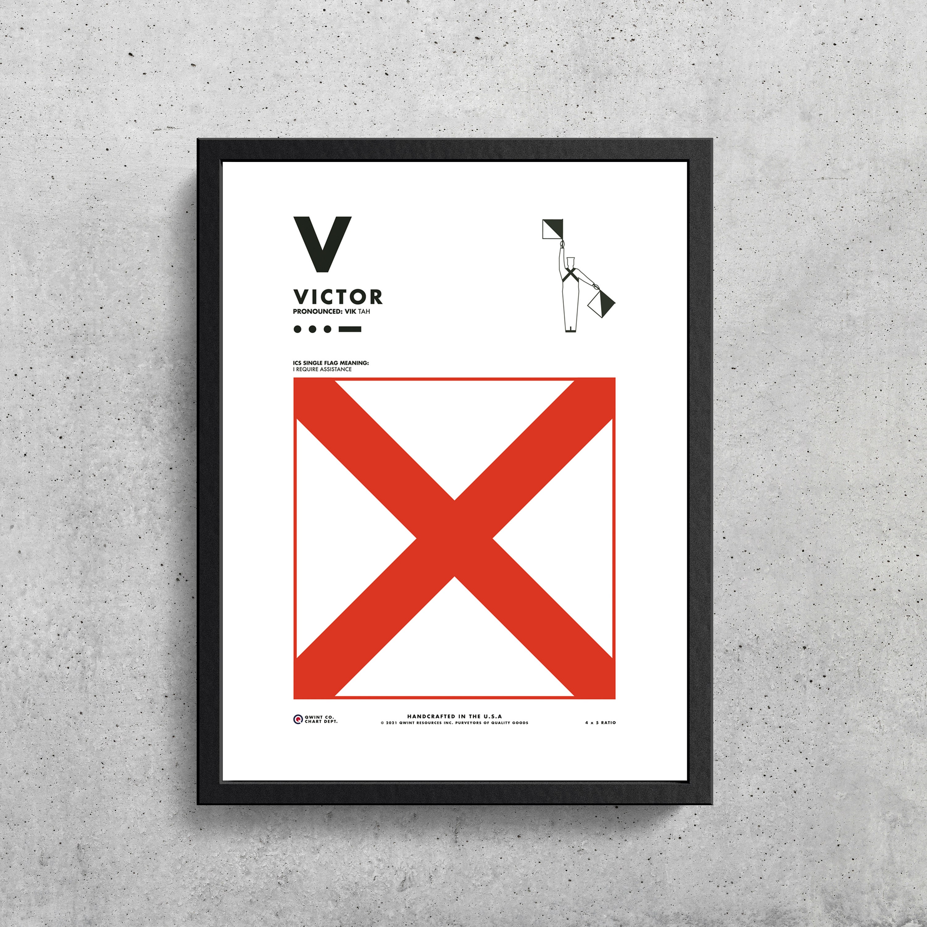 Signal Flag V Wall Art Printable | Victor | V | Phonetic Alphabet ...