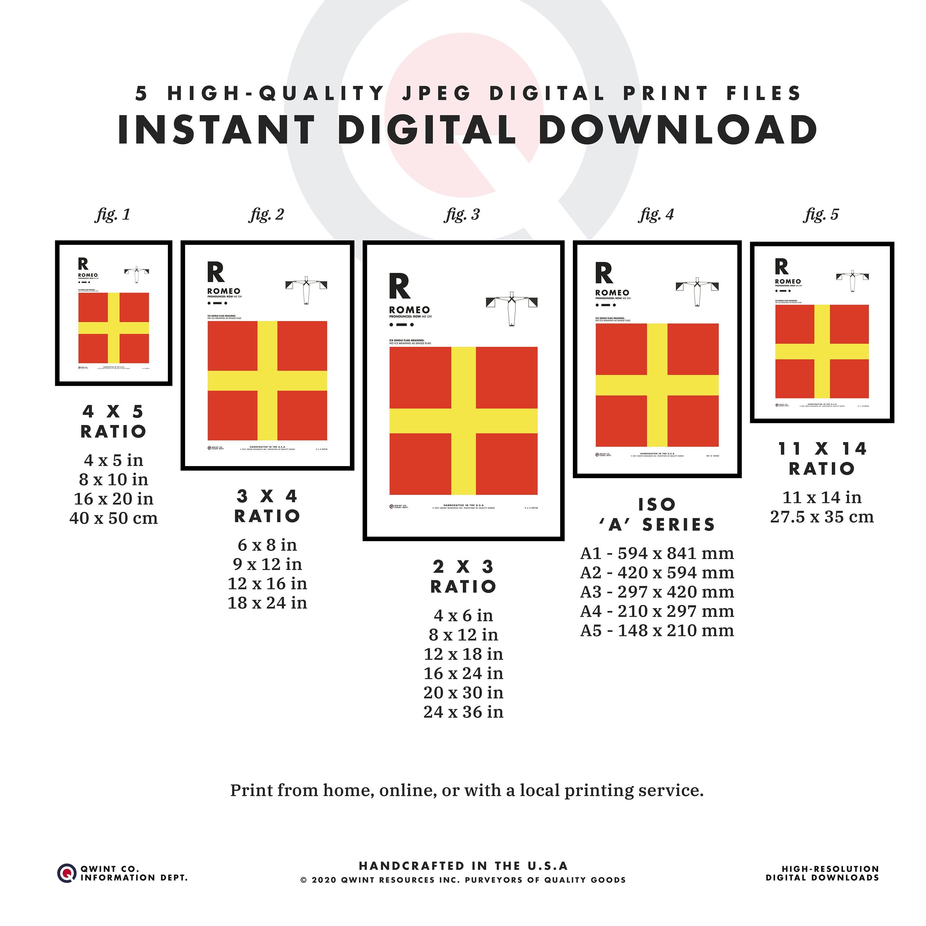 Signal Flag R Wall Art Printable Romeo R Phonetic Alphabet Morse Code ...