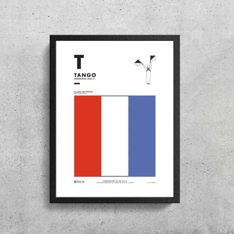 Signal Flag T Wall Art Printable Tango T Phonetic Alphabet Morse Code ...