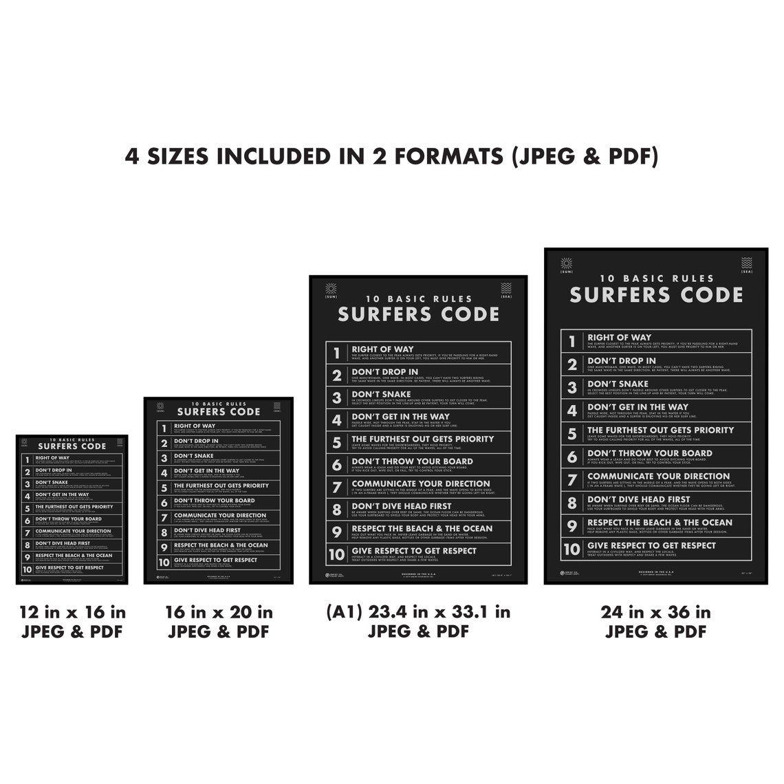 The Surfers Code Printable Surf Art Surf Decor Beach | Etsy