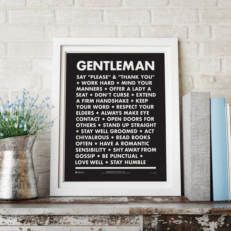 Gentleman Wall Art Printable | Gentlemen | Mens Essential Manners ...