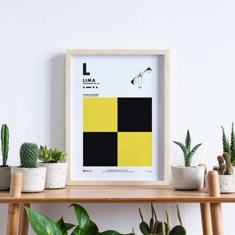 Signal Flag L Wall Art Printable Lima L Phonetic Alphabet Morse Code ...