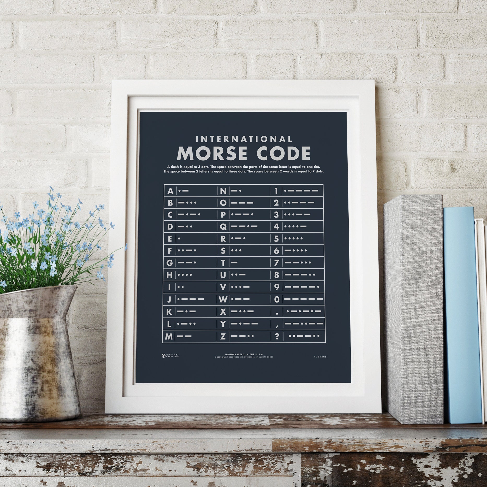 Morse Code Alphabet Wall Art Printable Morse Code Chart | Etsy