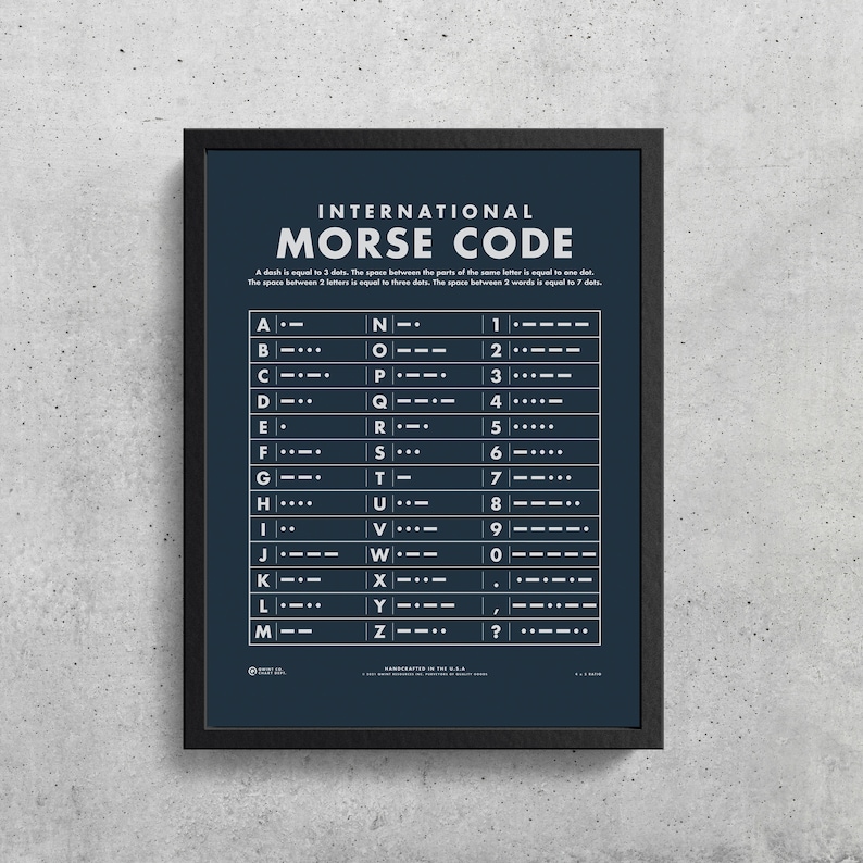 Morse Code Alphabet Wall Art Printable Morse Code Chart - Etsy