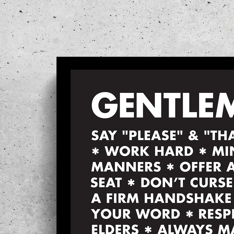 Gentleman Wall Art Printable | Gentlemen | Mens Essential Manners ...