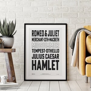 Shakespeares Plays Wall Art Printable | Macbeth | Romeo and Juliet ...