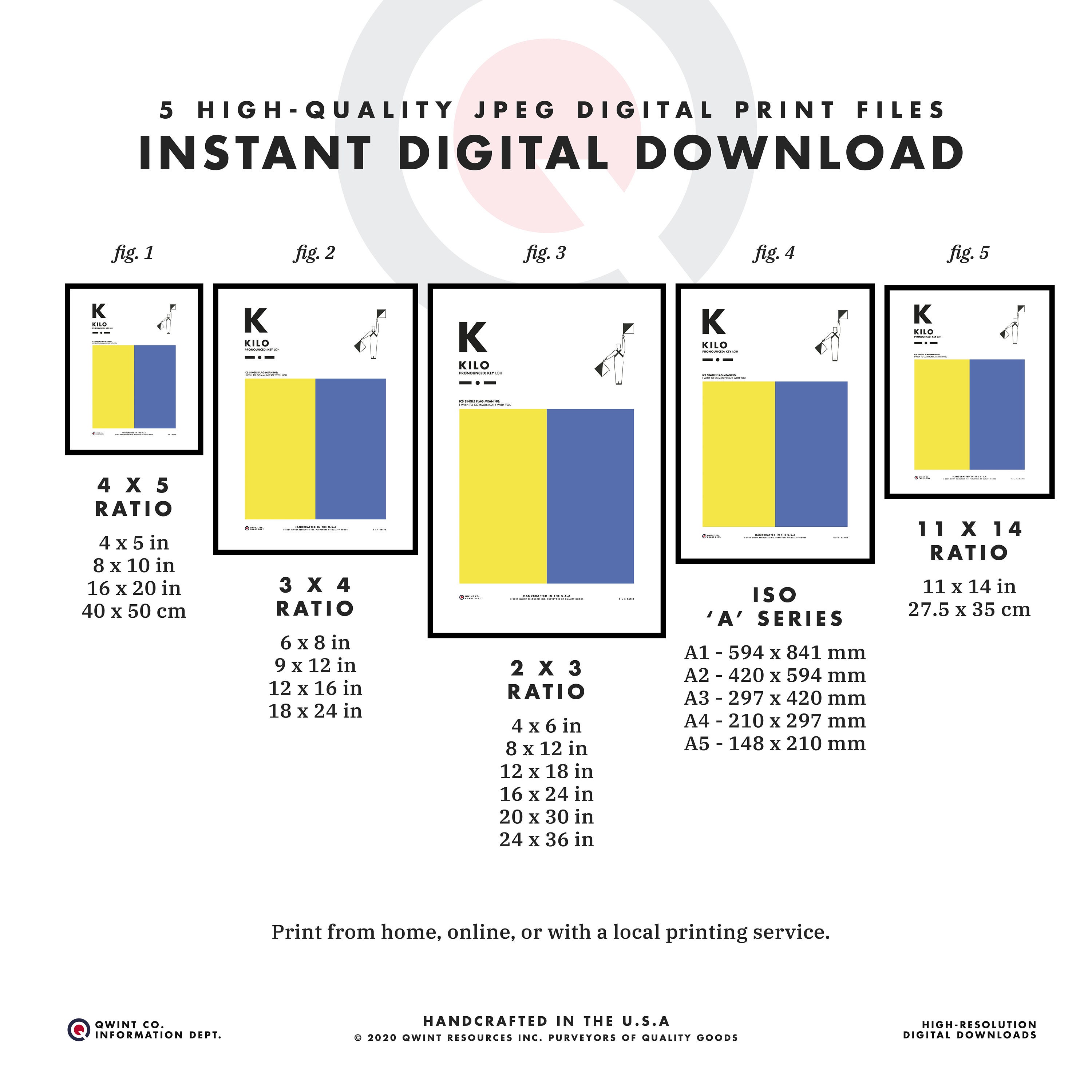 Signal Flag K Wall Art Printable Kilo K Phonetic | Etsy