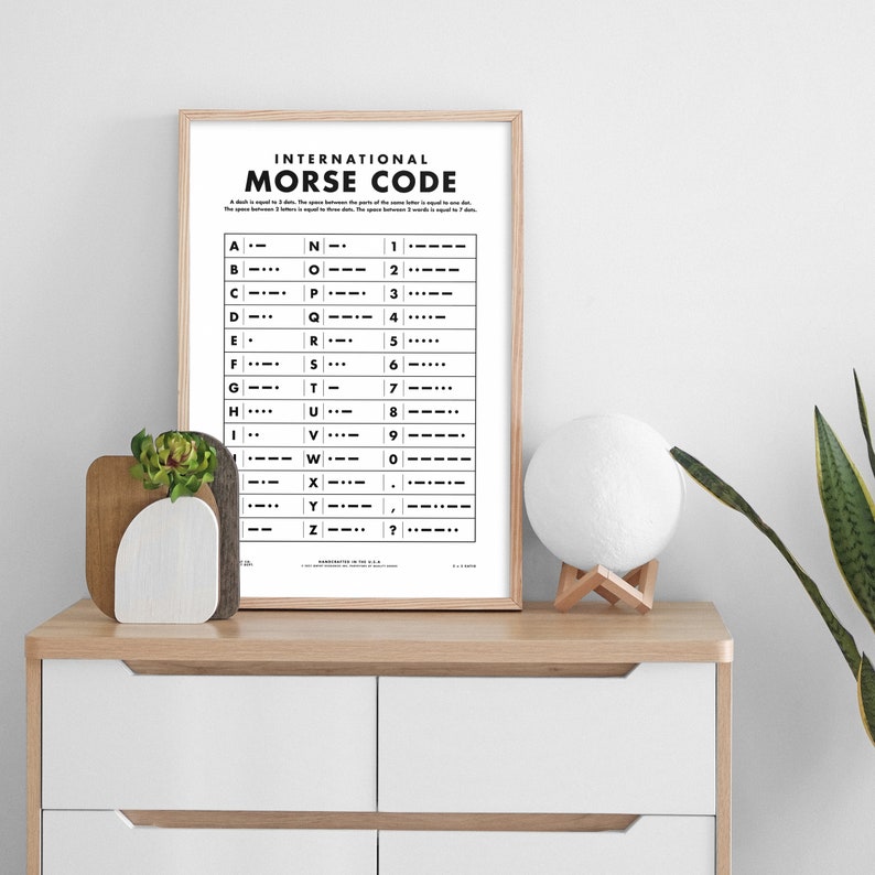 Morse Code Alphabet White Wall Art Printable Morse Code Chart Wes ...