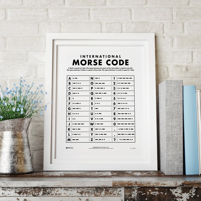 Morse Code Alphabet White Wall Art Printable Morse Code Chart Wes ...