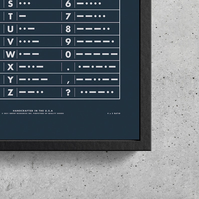 Morse Code Alphabet Wall Art Printable Morse Code Chart - Etsy
