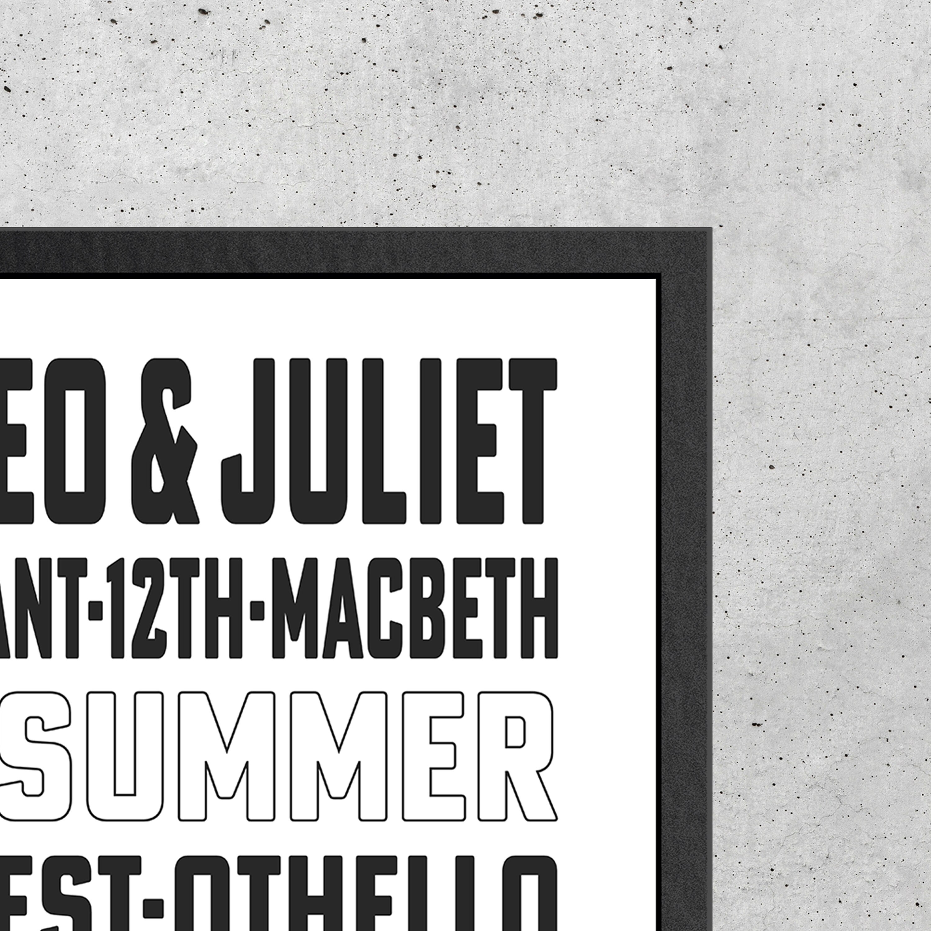 Shakespeares Plays Wall Art Printable Macbeth Romeo and Juliet Hamlet ...