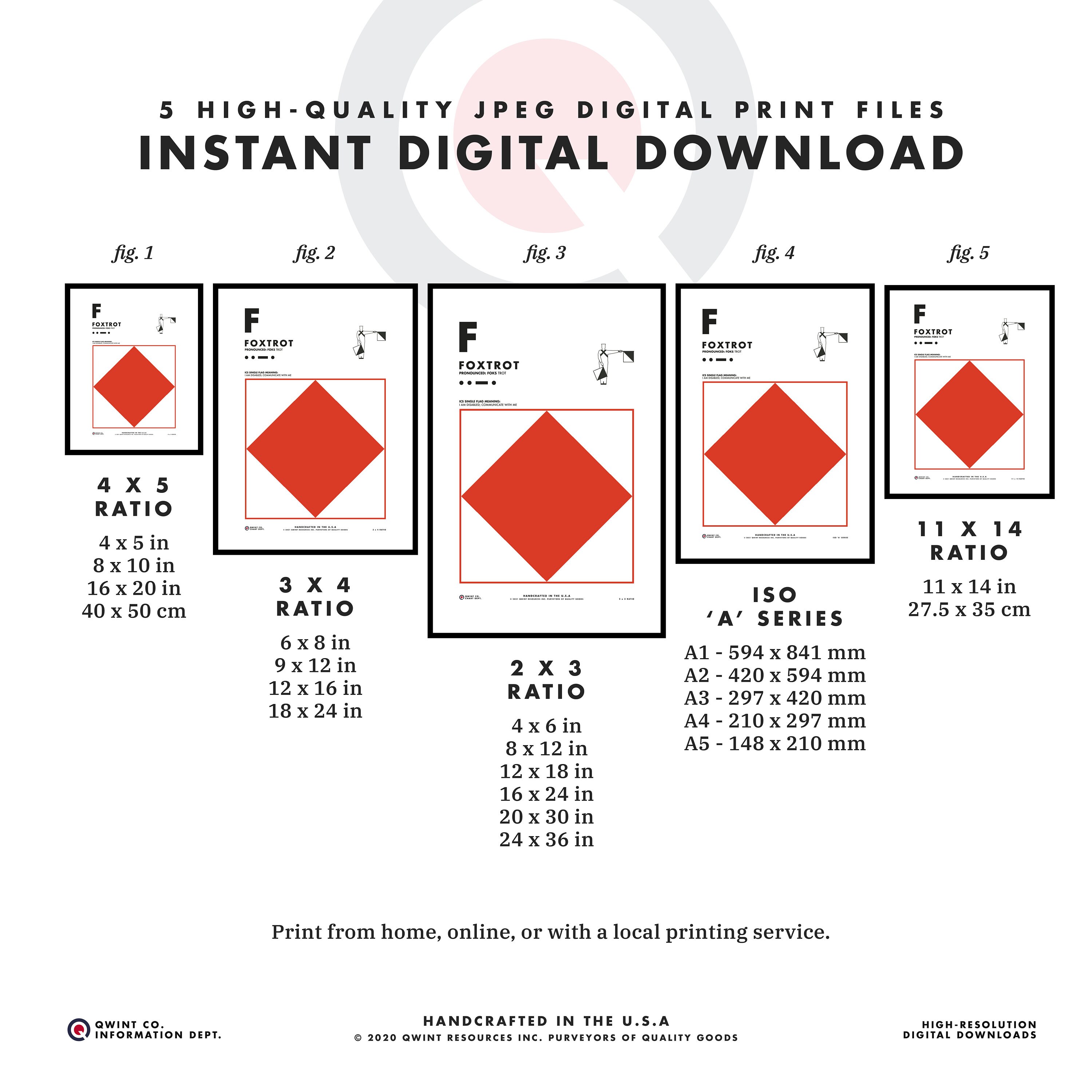 Signal Flag F Wall Art Printable Foxtrot F Phonetic Alphabet Morse Code ...