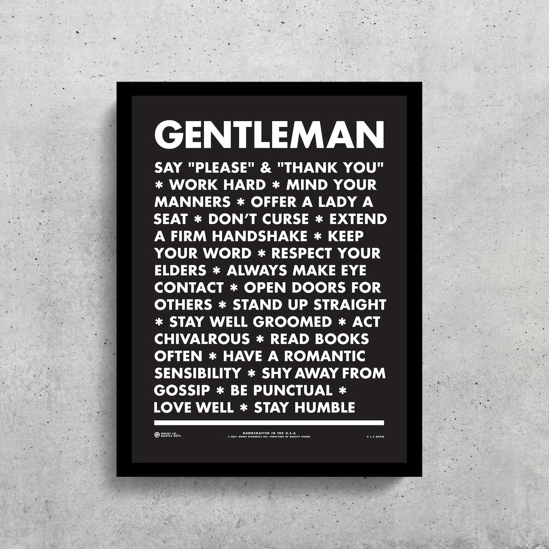 Gentleman Wall Art Printable | Gentlemen | Mens Essential Manners ...