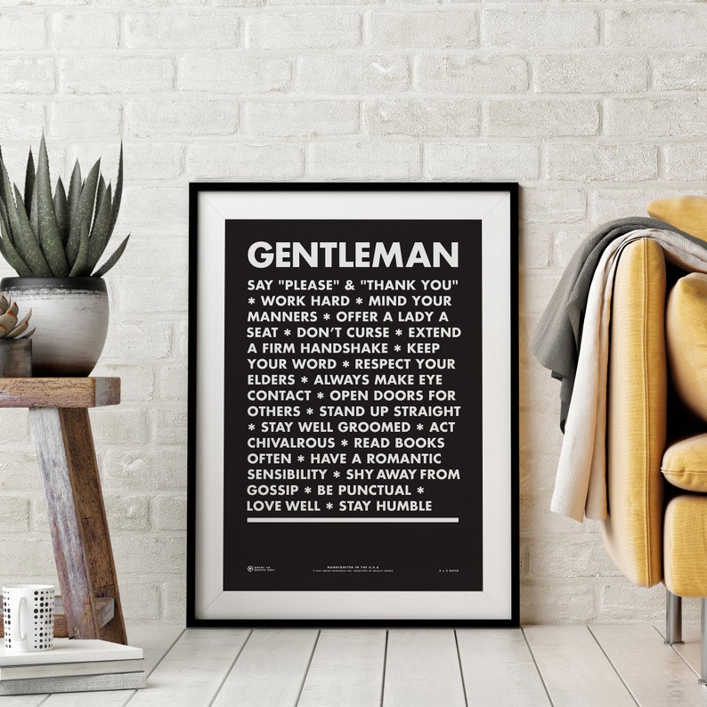 Gentleman Wall Art Printable | Gentlemen | Mens Essential Manners ...