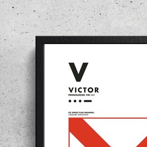Signal Flag V Wall Art Printable | Victor | V | Phonetic Alphabet ...