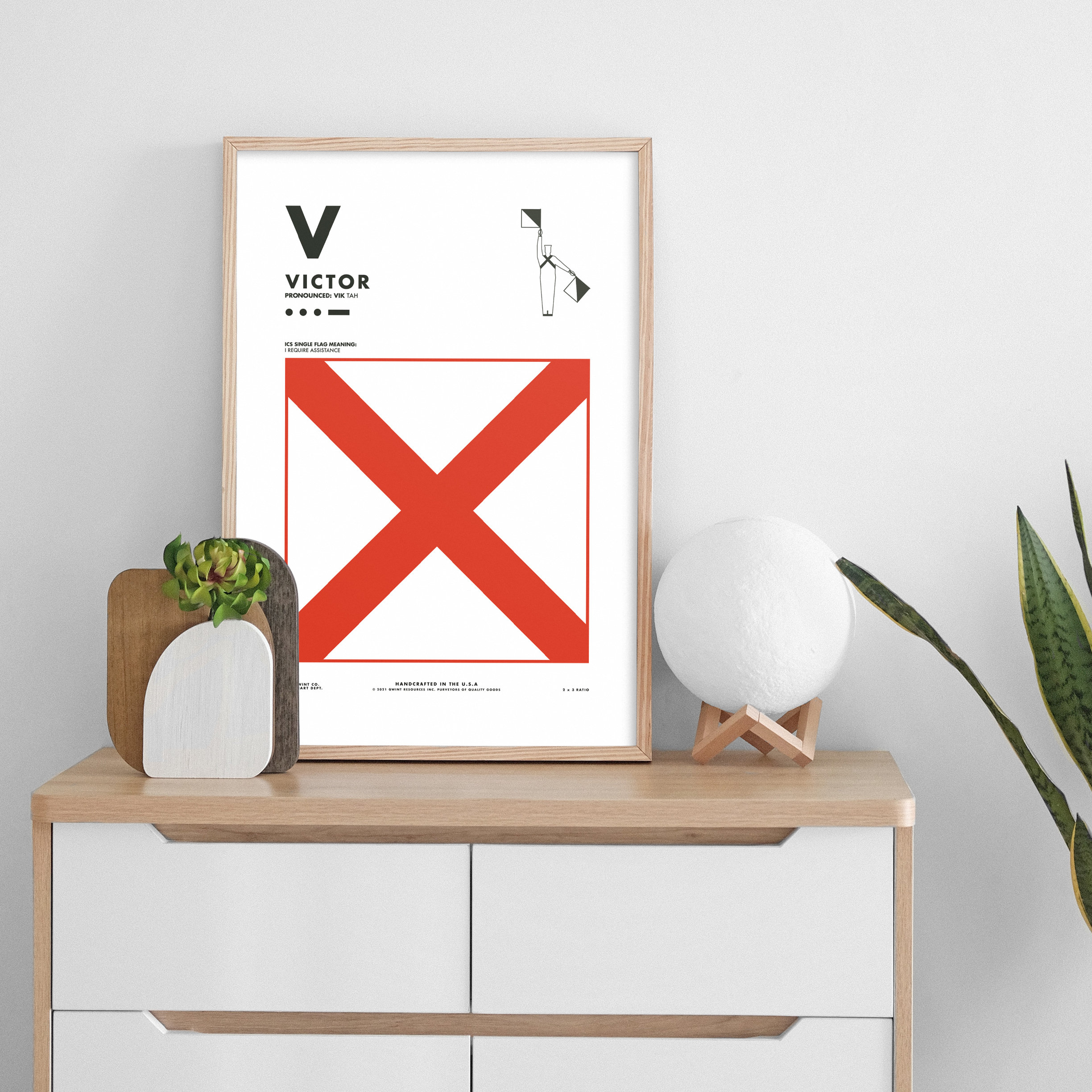 Signal Flag V Wall Art Printable Victor V Phonetic Alphabet Morse Code ...