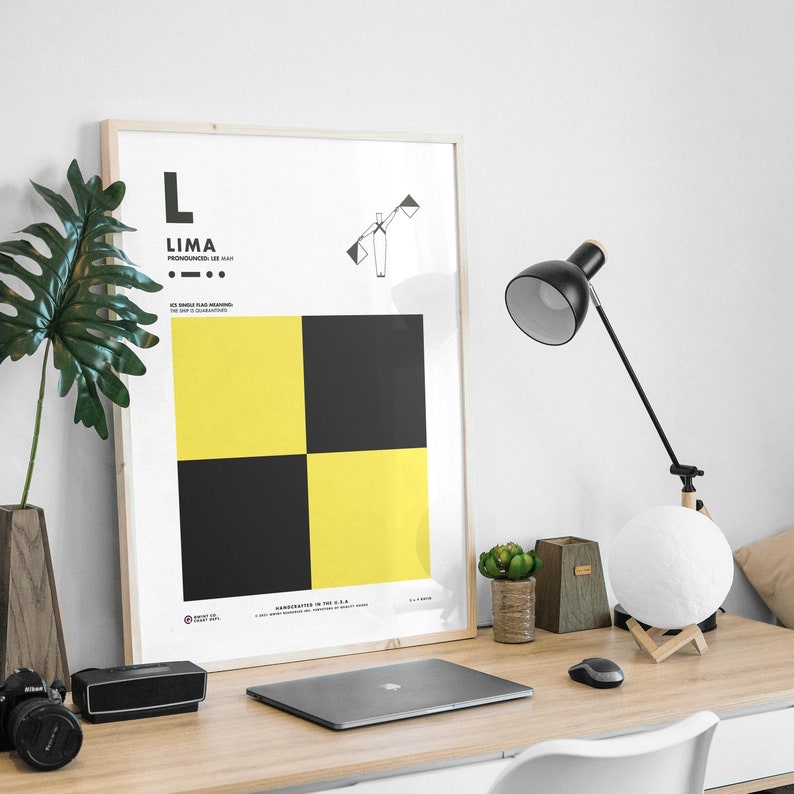 Signal Flag L Wall Art Printable Lima L Phonetic Alphabet Morse Code ...