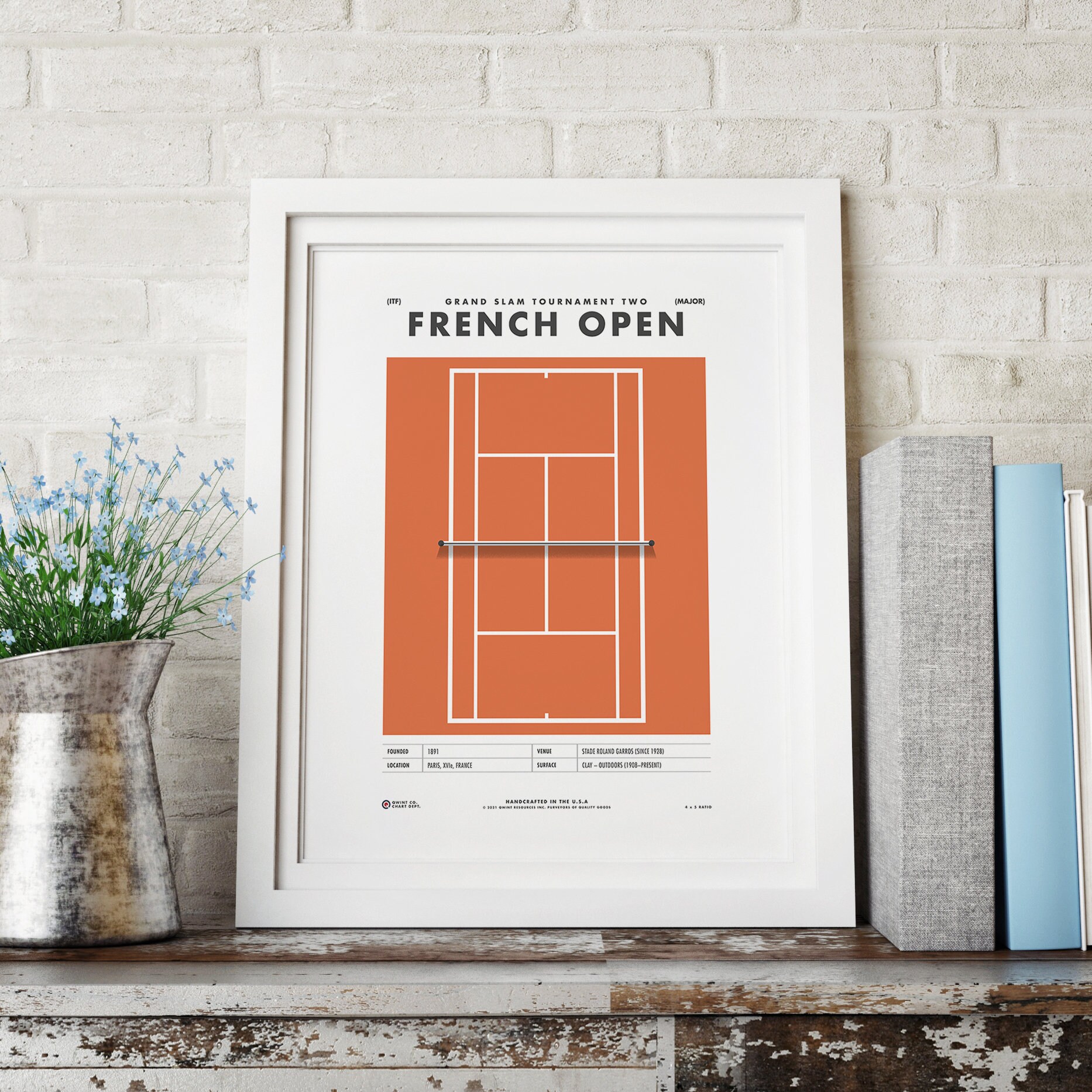 French Open Grand Slam Wall Art Printable Tennis France Grand Slam ...