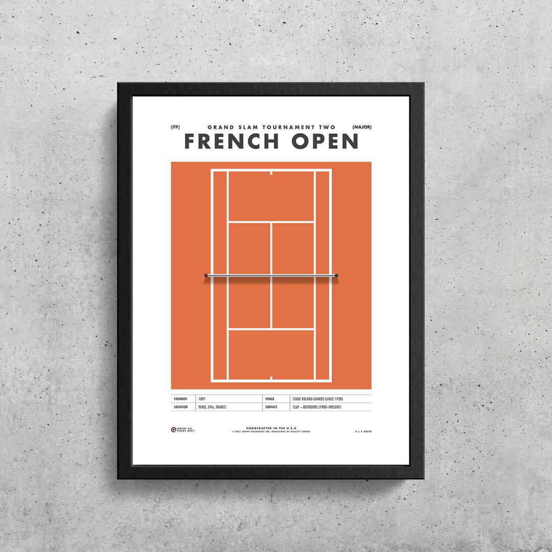 French Open Grand Slam Wall Art Printable | Tennis | France | Grand ...