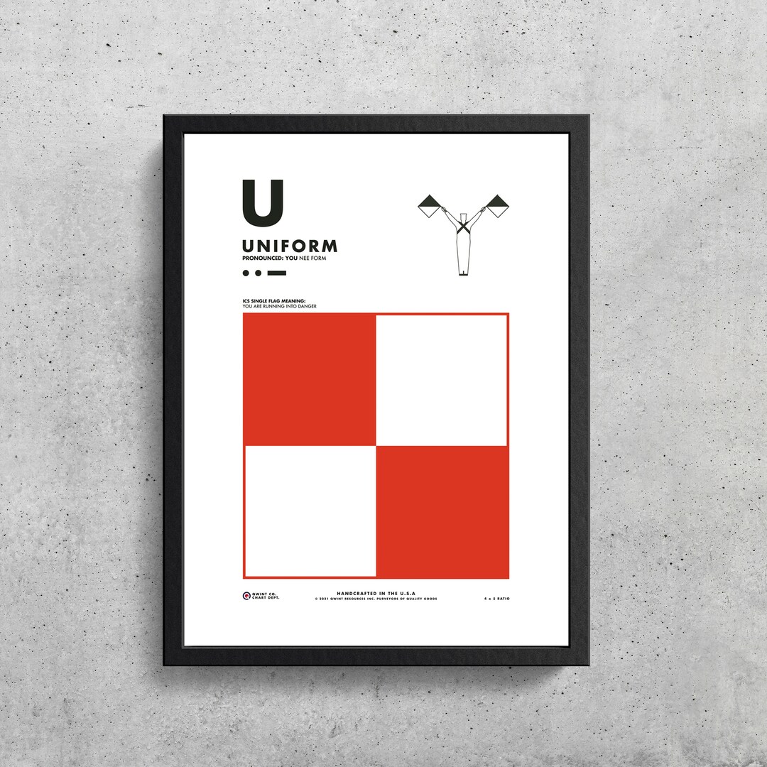 Signal Flag U Wall Art Printable | UNIFORM | U | Phonetic Alphabet ...