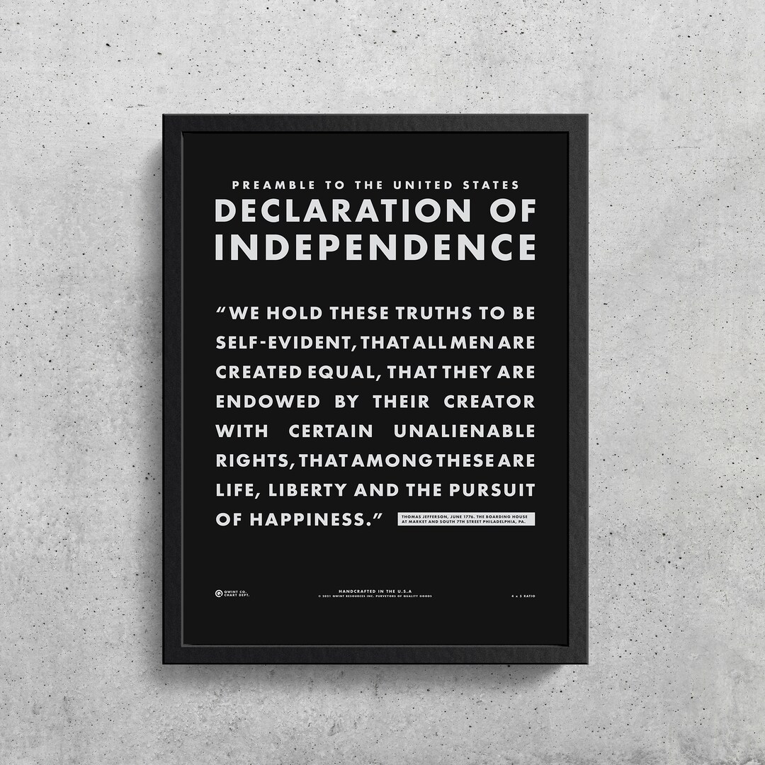Preamble to the Declaration of Independence Wall Art Printable | US ...
