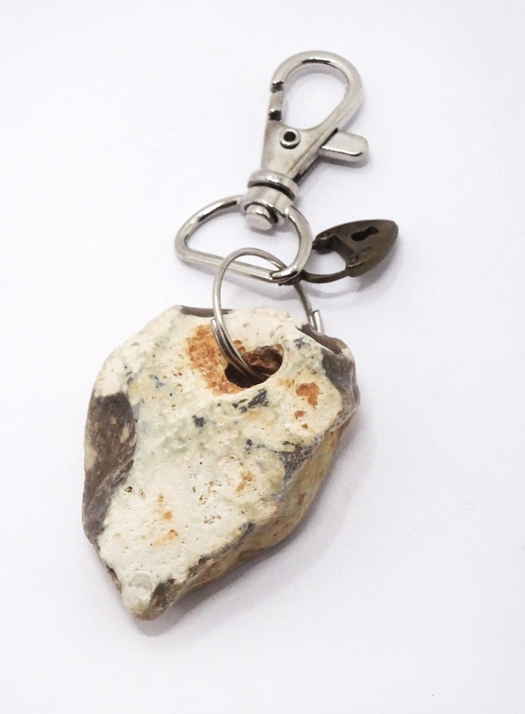 Keychain With Natural Stone, Hag Stone, Odin Stone, Stone With Hole ...