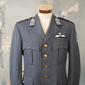 Vintage Military Jacket, Gray 90s Dutch Air Force Uniform Blazer W ...