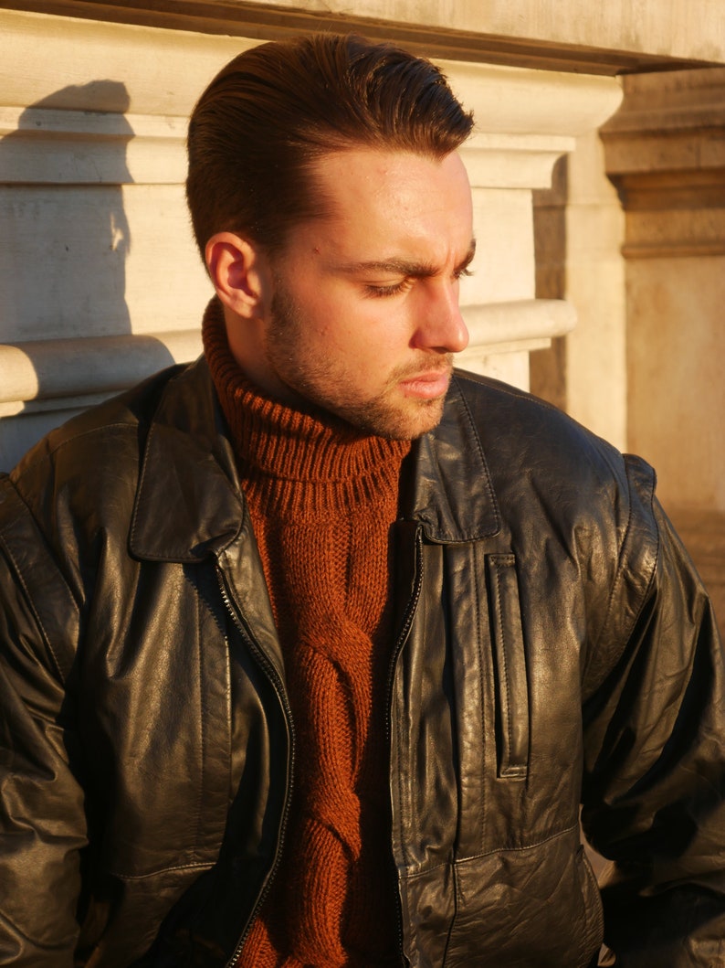 Retro Black Leather Jacket 1980s Vintage Zip up With - Etsy