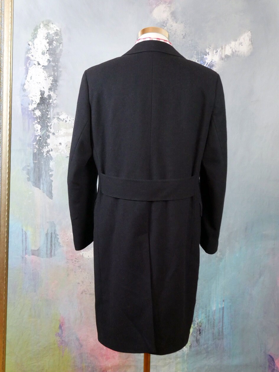 Navy Blue Overcoat, European Vintage Wool Long Mad Men Style Coat, Made ...
