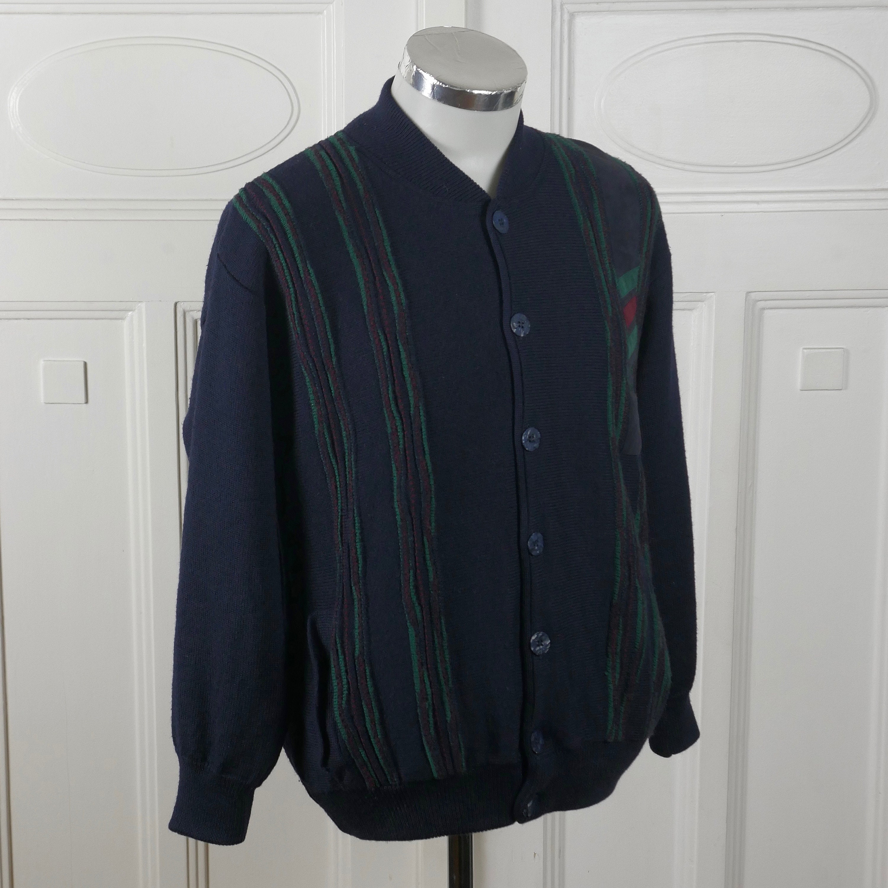Navy Blue Cardigan Italian Vintage Wool Blend Knit | Etsy