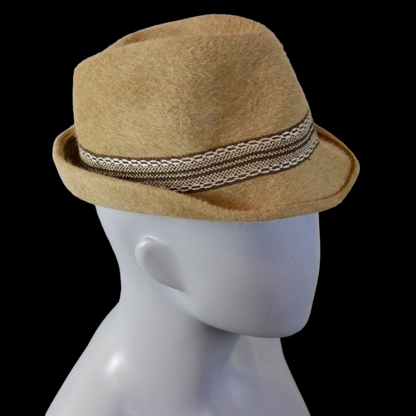 1960s Hat, European Vintage Camel Beige Color Lapin Felt Fedora Trilby ...