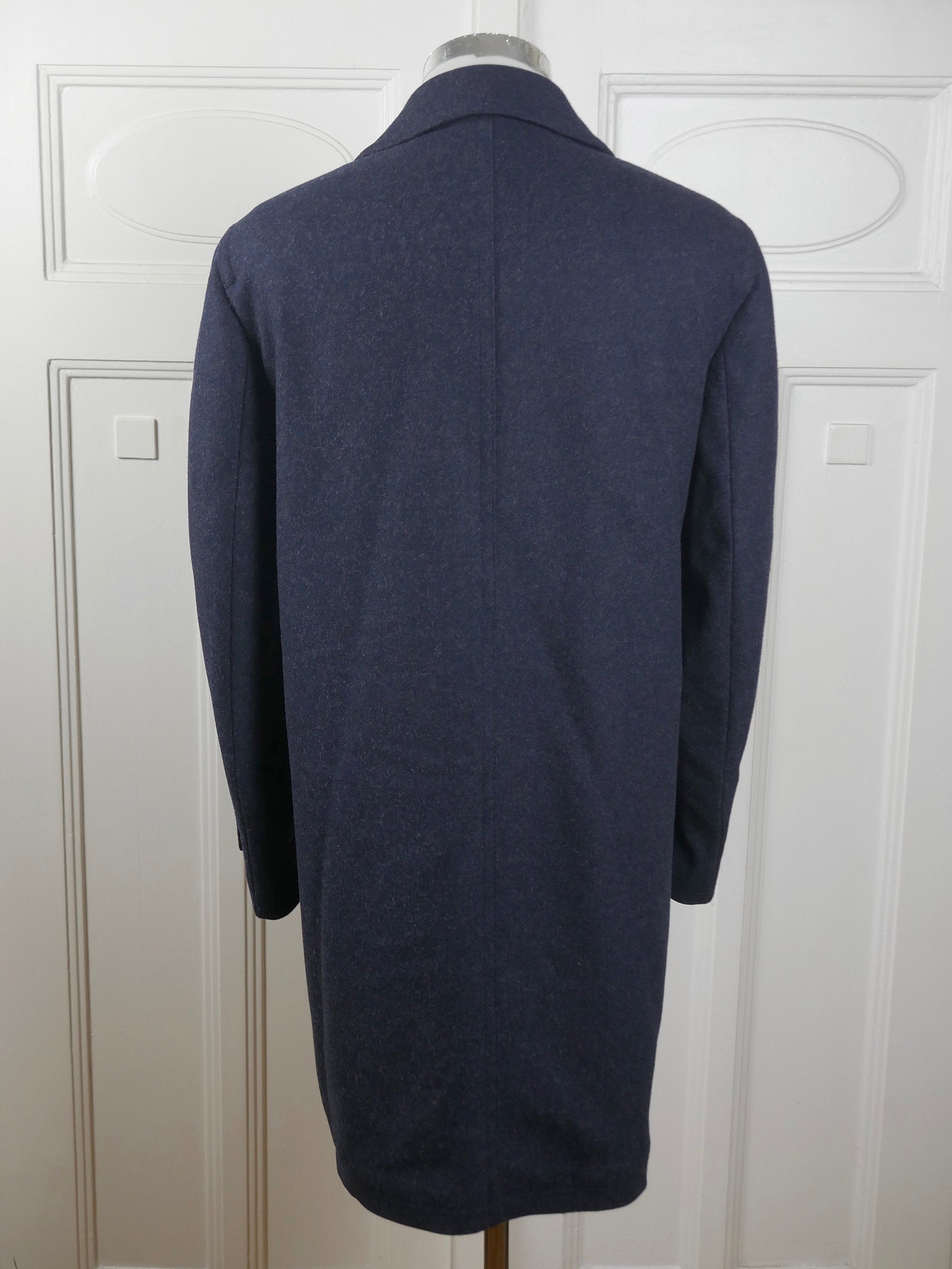 Blue Wool Overcoat, Men's German Vintage Classic 1980s Wall Street Coat ...