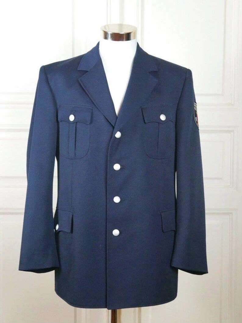 Vintage Firefighter Jacket Dark Blue With Silver Buttons - Etsy