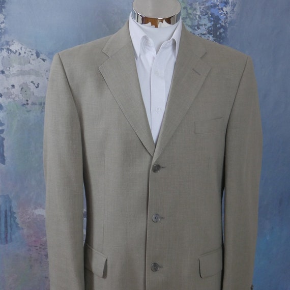 1990s Beige Blazer, Linen Blend Matti Collection by M… - Gem