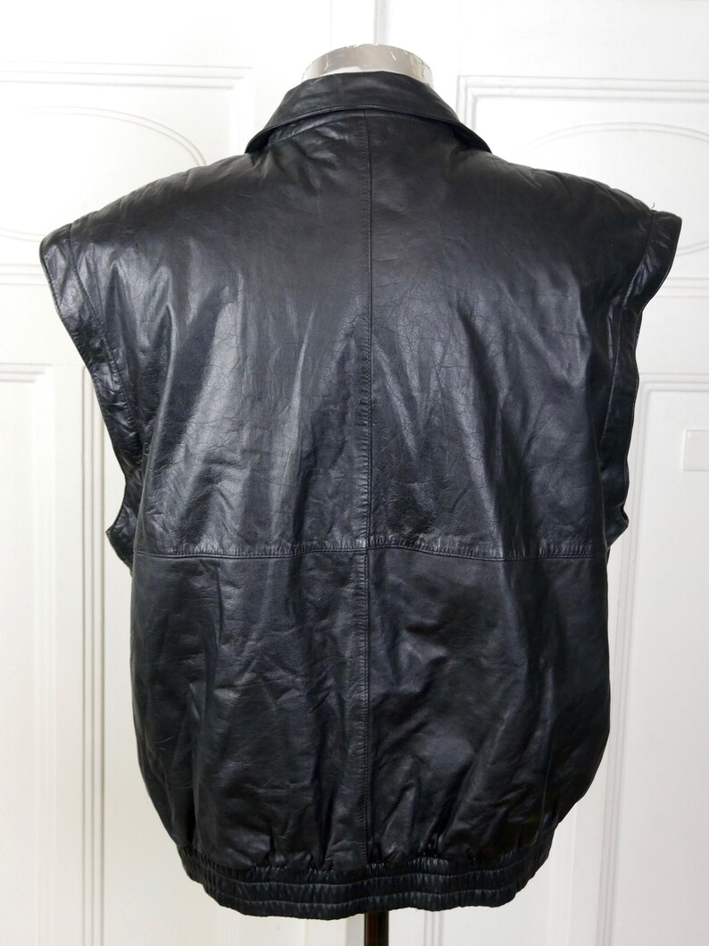 Retro Black Leather Jacket 1980s Vintage Zip up With - Etsy