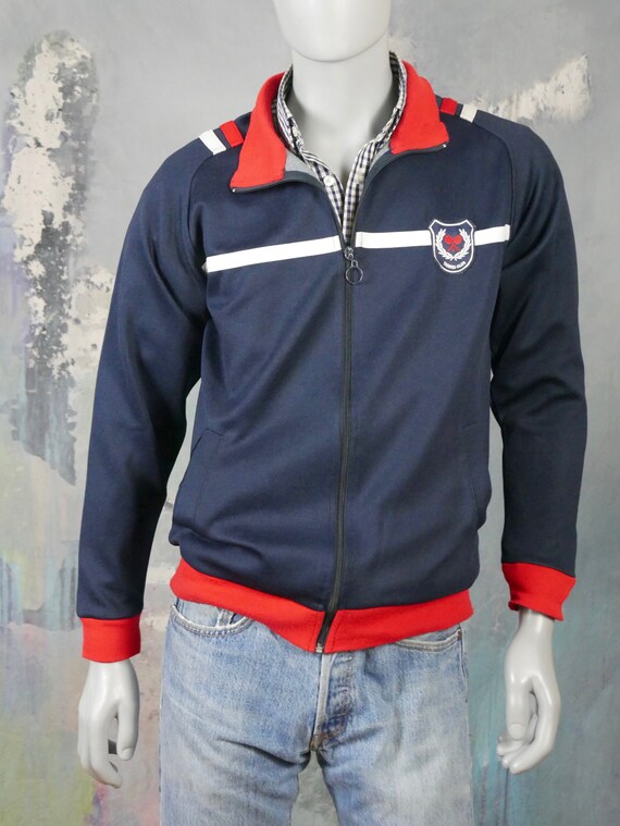 1990s Tennis Track Jacket, Navy Blue Zippered Sports … - Gem