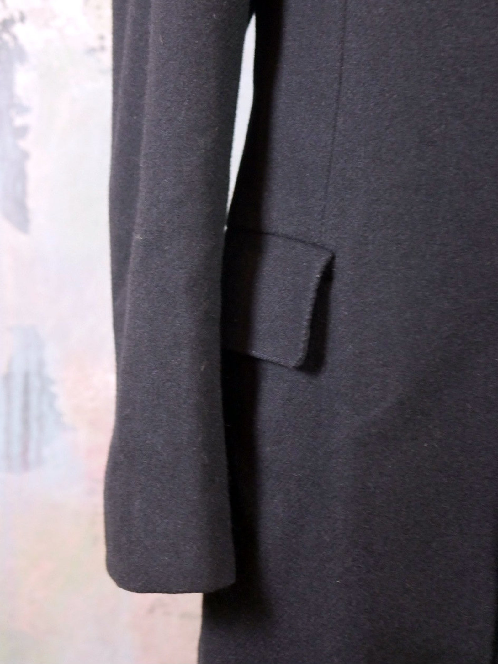Navy Blue Overcoat, European Vintage Wool Long Mad Men Style Coat, Made ...