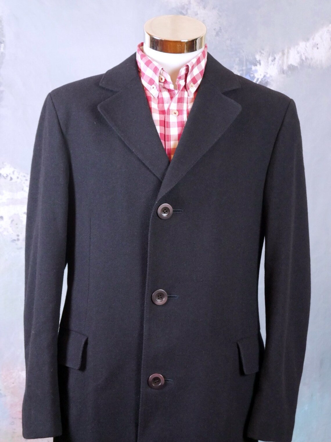 Navy Blue Overcoat European Vintage Wool Long Mad Men Style - Etsy