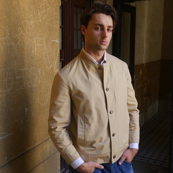 1960s European Vintage Beige Collegiate Jacket: Size … - Gem