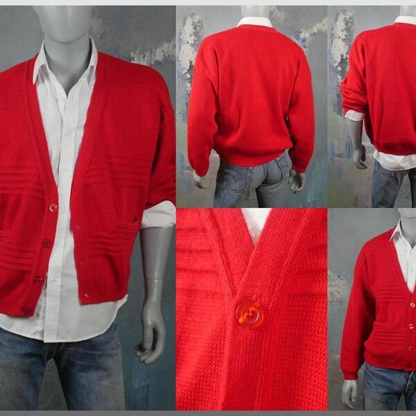 Red Cardigan Sweater - Etsy