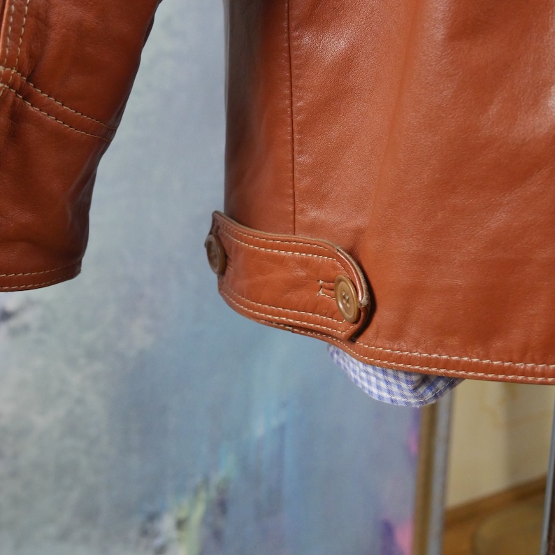 1980s Squash Brown Leather Jacket Swedish Vintage Janbell - Etsy