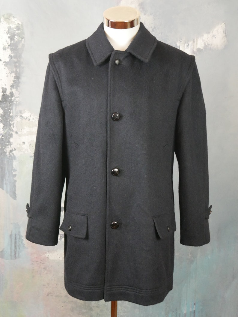 Navy Blue Wool Coat, European Vintage Loden Overcoat, Austrian Retro ...
