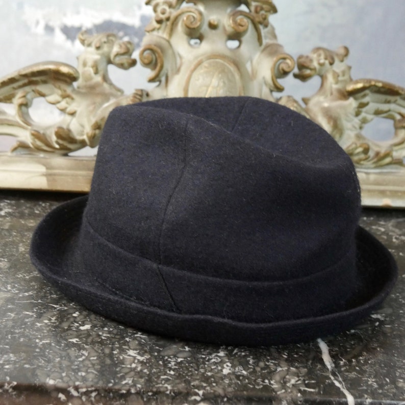 1960s Charcoal Gray Trilby Hat French Vintage Wool Felt - Etsy