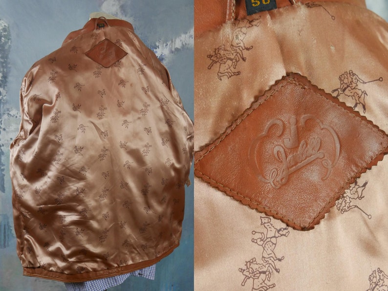 1980s Squash Brown Leather Jacket Swedish Vintage Janbell - Etsy