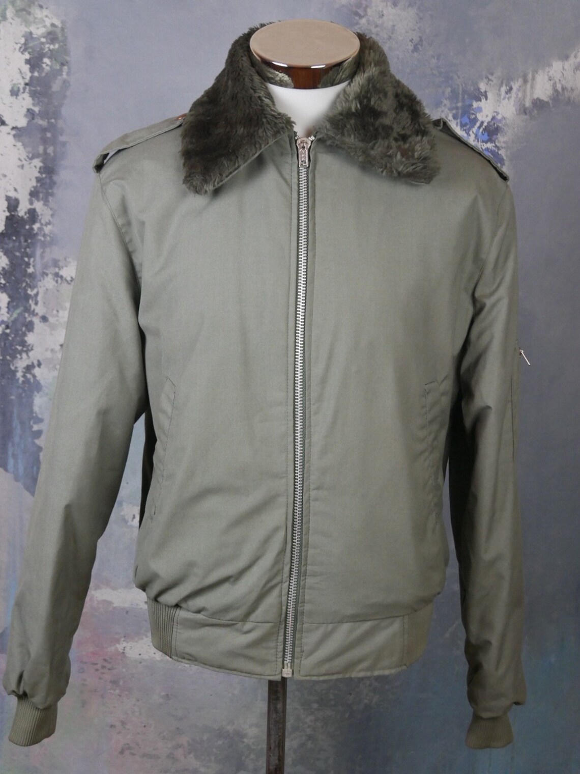 Retro Flight Jacket Israeli Vintage Sage Gray Bomber Jacket W | Etsy