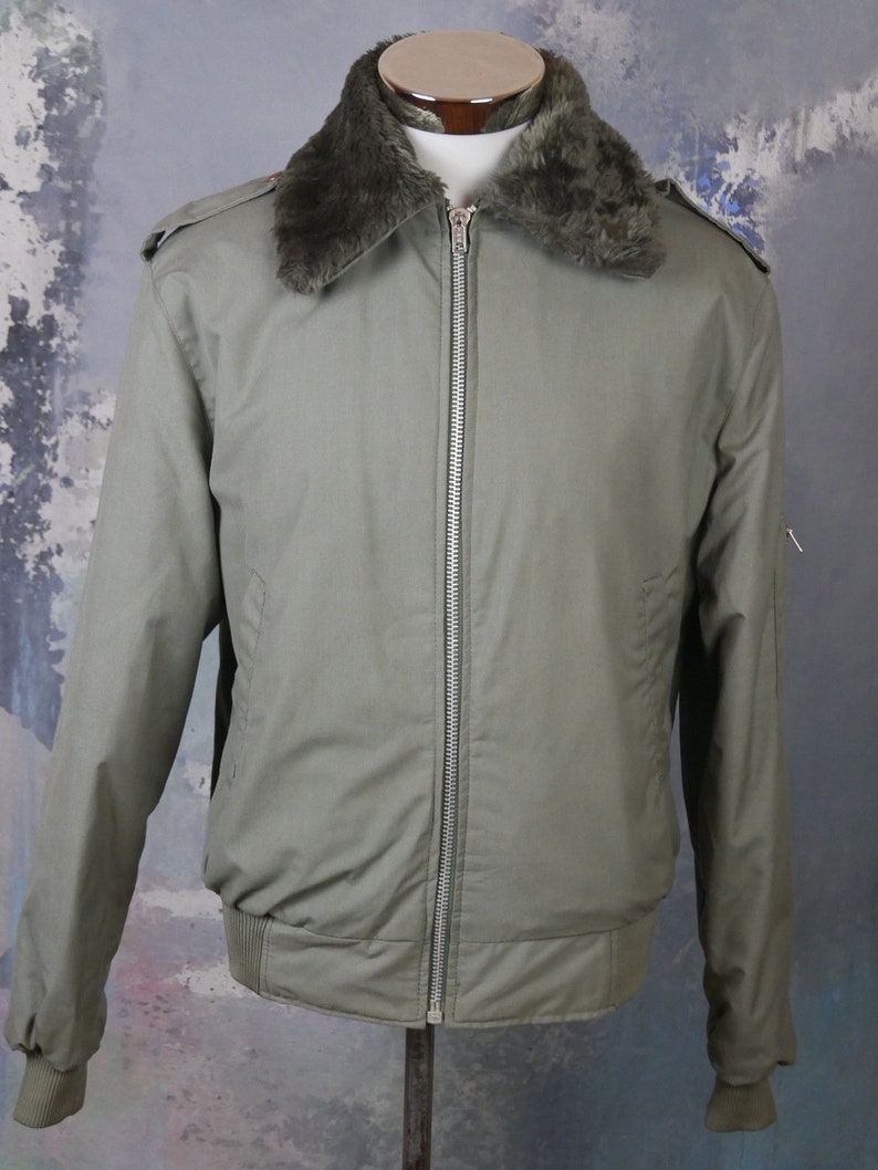Retro Flight Jacket Israeli Vintage Sage Gray Bomber Jacket W | Etsy